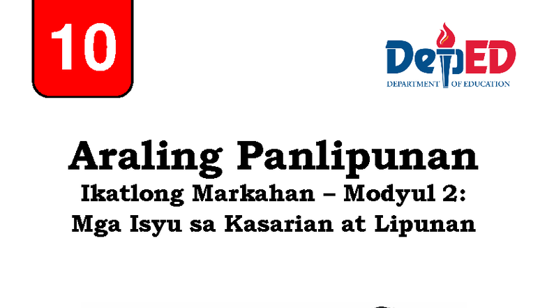 AP10-Q3: Modyul 2 - Mga Isyu sa Kasarian at Lipunan - Studocu