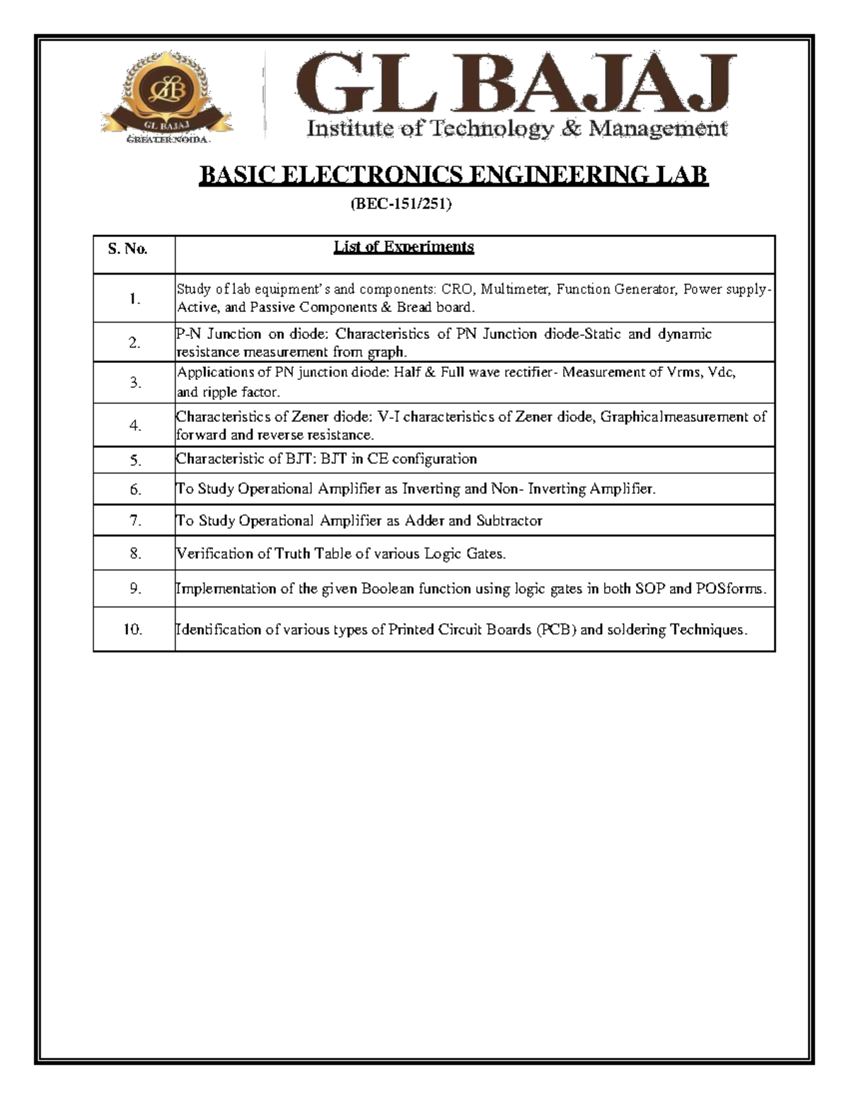 Updated practicals 241203 185939 - BASIC ELECTRONICS ENGINEERING LAB ...