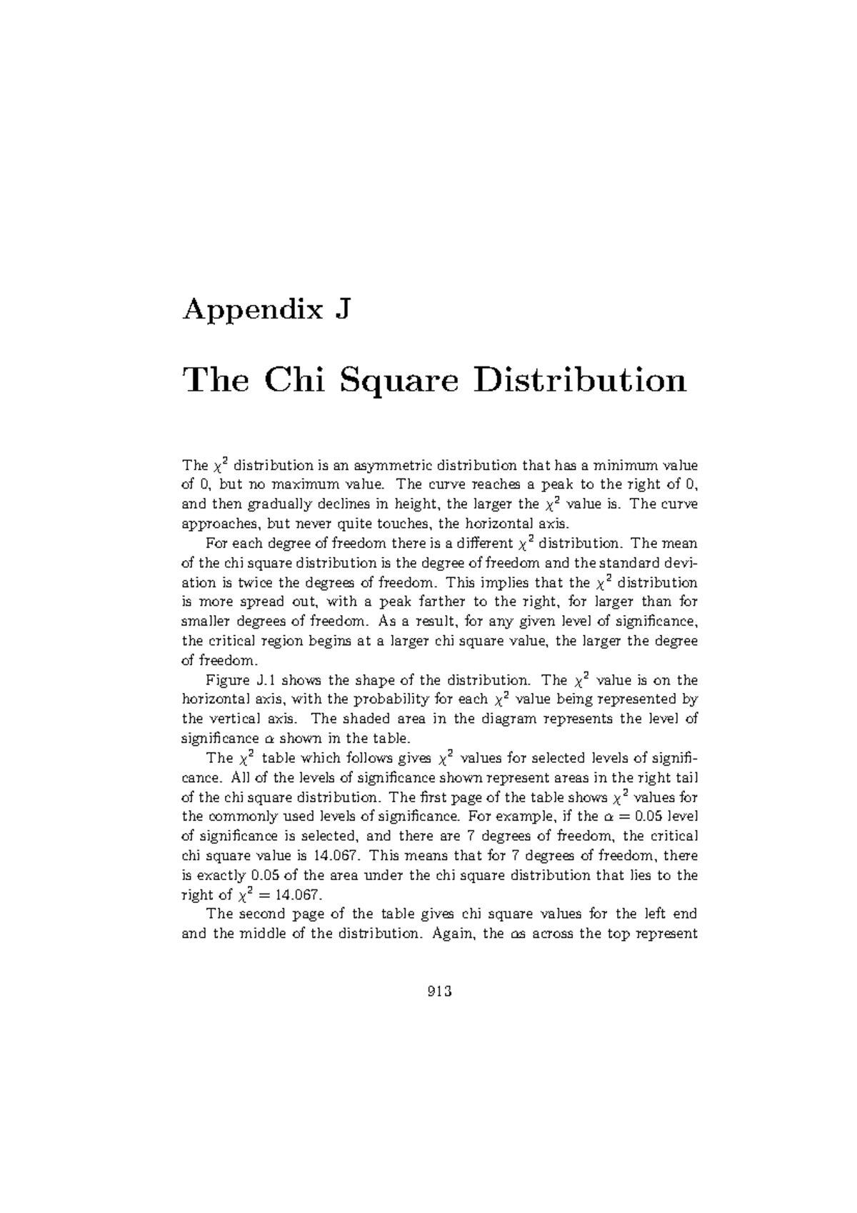 Chi-Square Distribution Table - Appendix J for Statistical Analysis ...