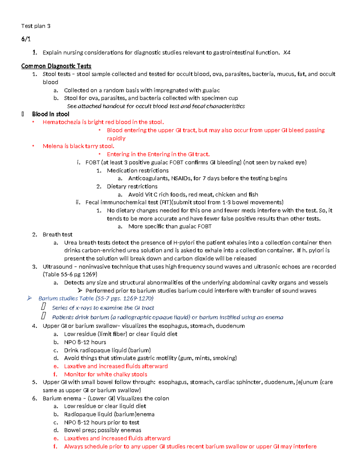 Answers test plan 3 - Test plan 4 - Test plan 3 6/ 1. Explain nursing ...