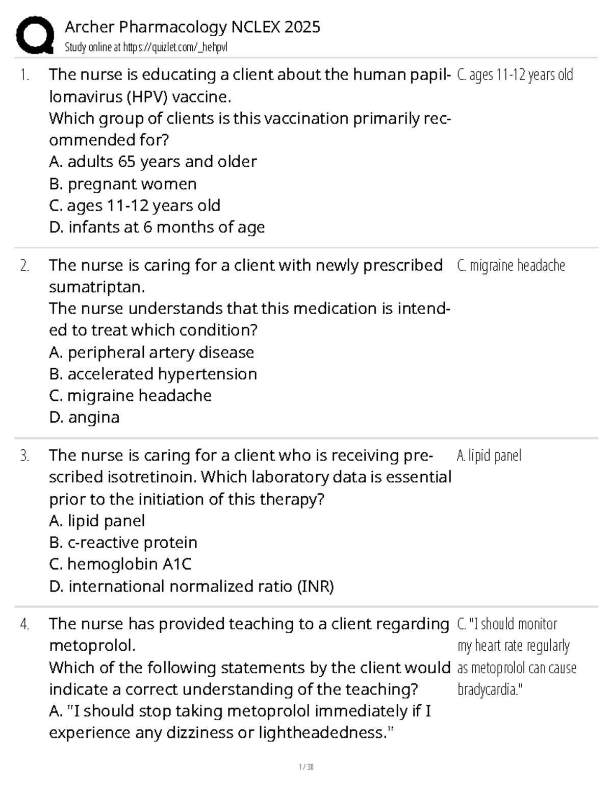 Archer Pharmacology NCLEX 2025 Study Guide and Practice Questions - Studocu