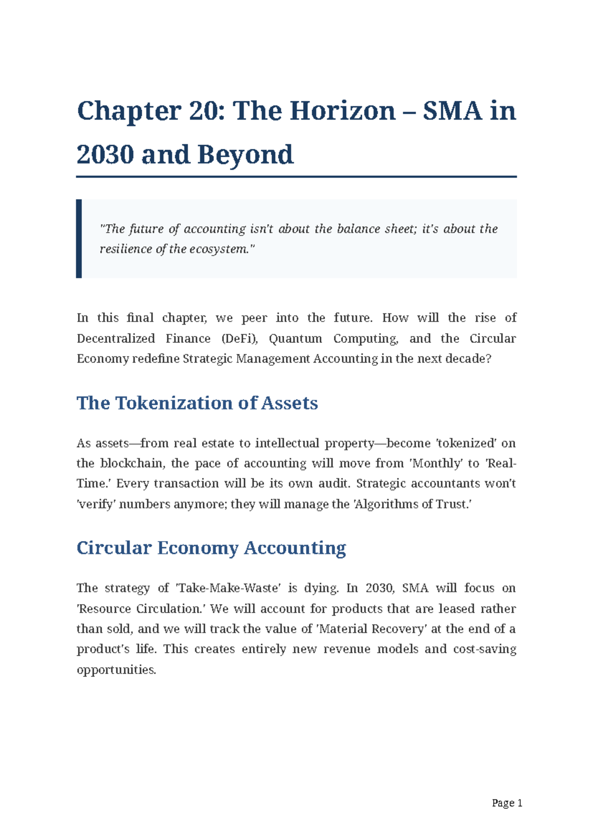 Chapter 20: Future of SMA in 2030 - DeFi, Quantum, & Circular Economy ...