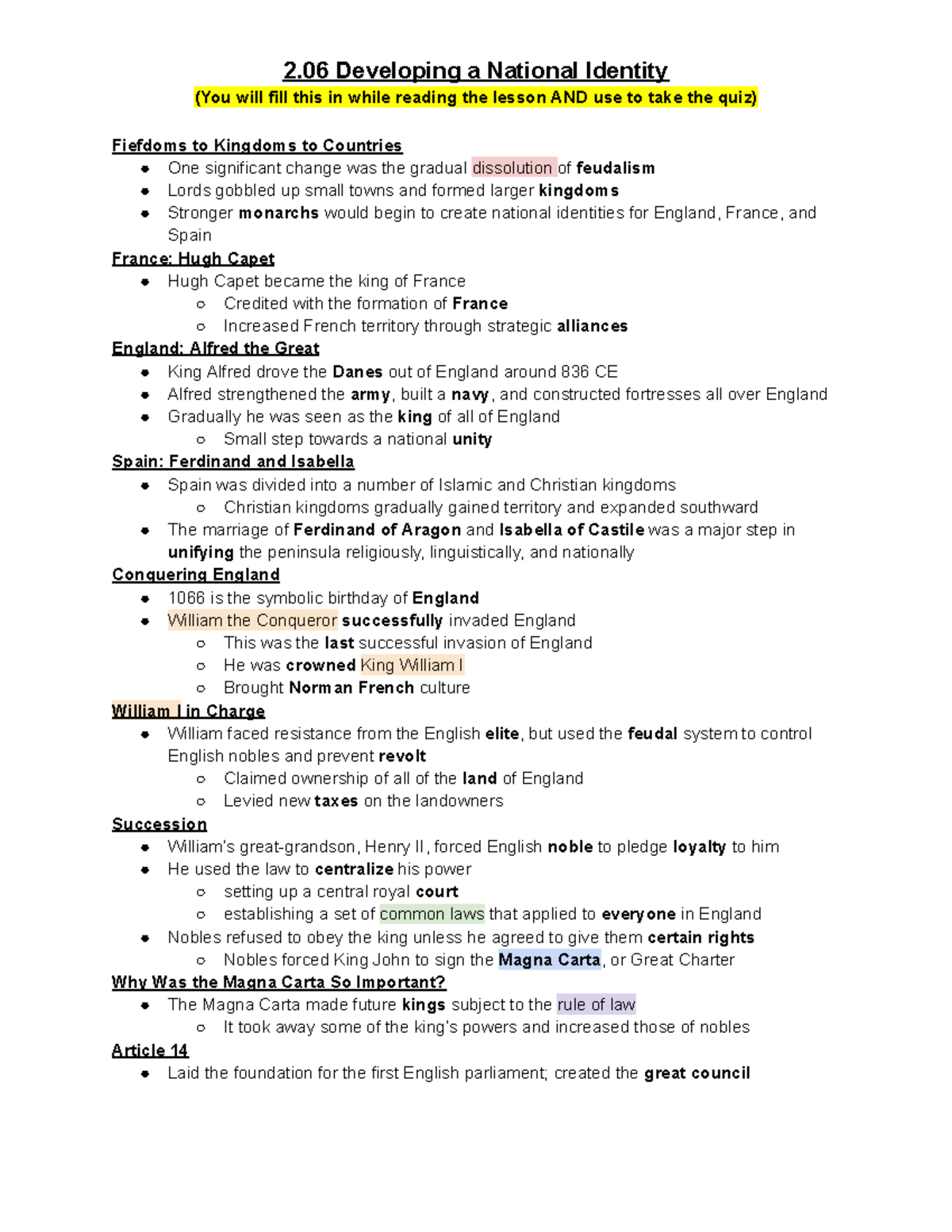 2.06 WH Guided Reading: Developing National Identity Overview - Studocu