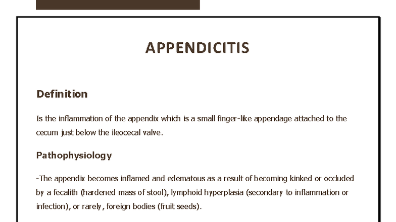 Appendicitis Overview: Definition, Pathophysiology, and Management ...