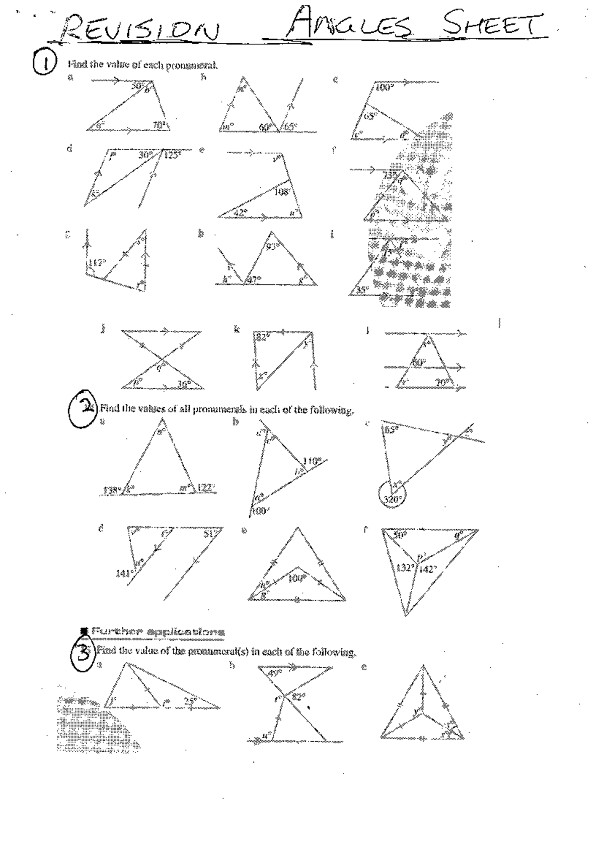 Revision Angles Practice Paper - Find Values of Pronumerals - Studocu