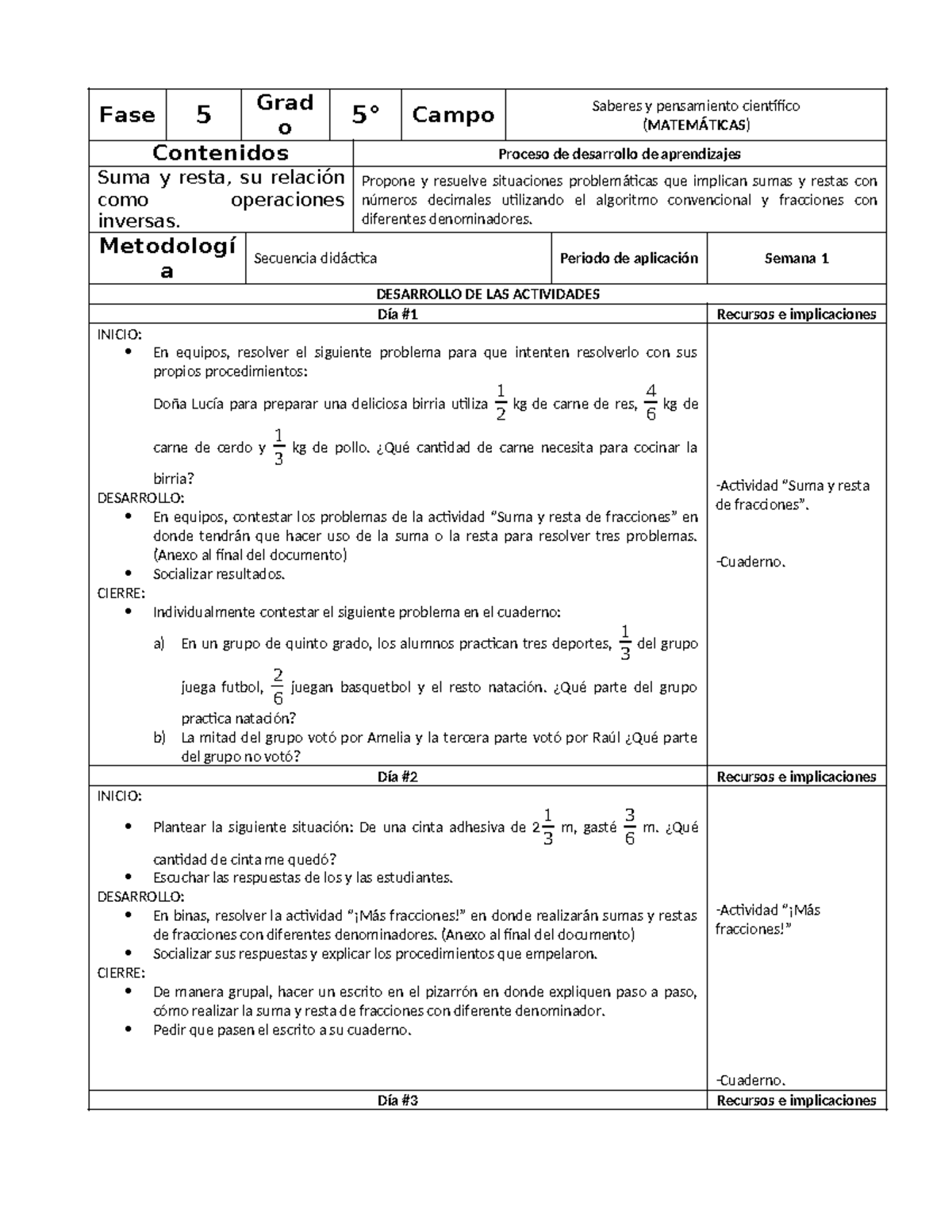 Planeación de Matemáticas 5to Grado - Octubre 2024-2025 - Studocu