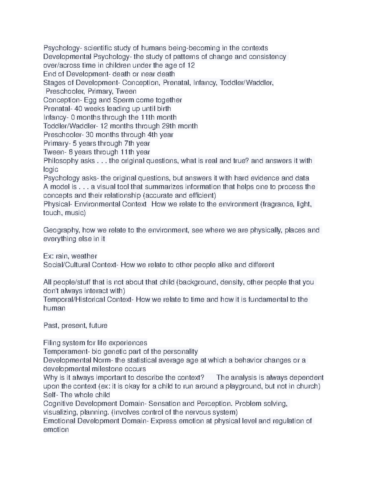 Developmental psychology test 1 review - Psychology- scientific study ...