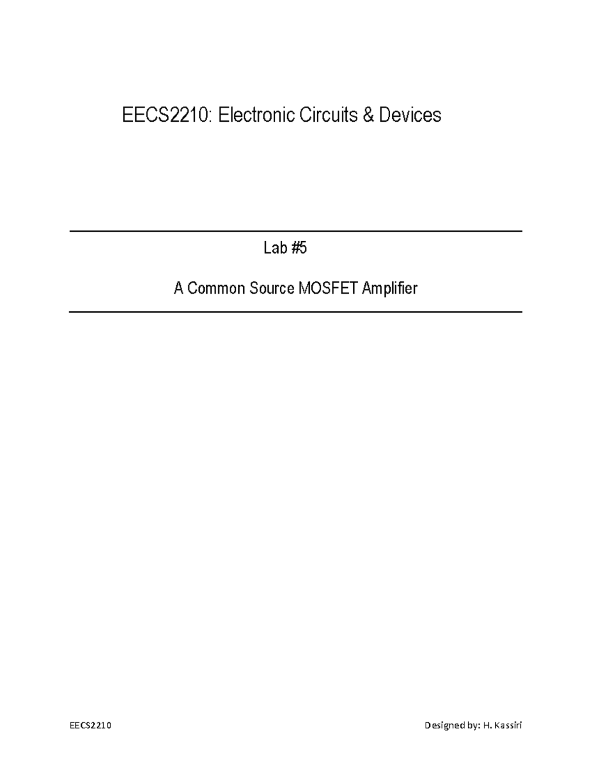 EECS2210 Final Lab Report: Two-Stage MOSFET Amplifiers - Studocu