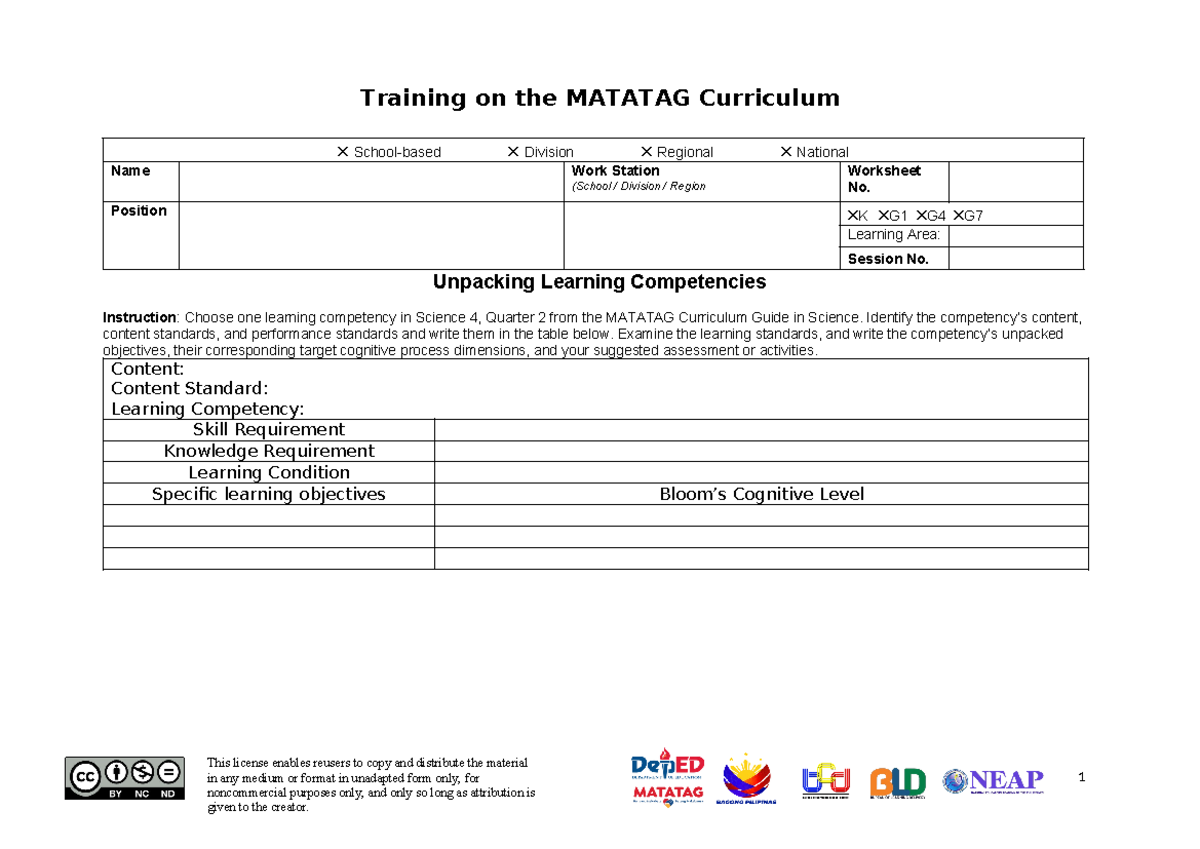 Science 4 Session 5 Worksheet - This license enables reusers to copy and distribute the material ...