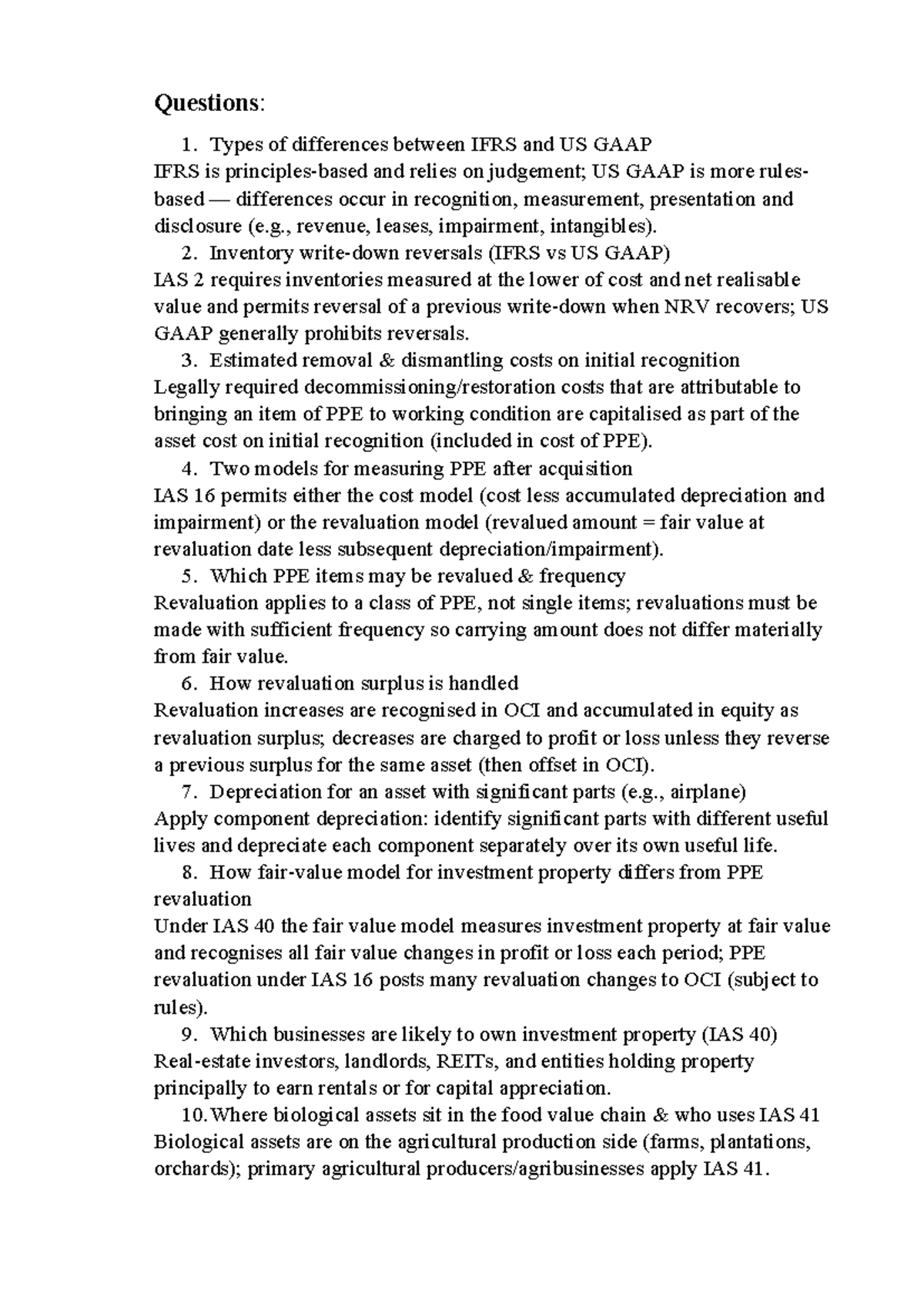 Chapter 3-4: Key Differences Between IFRS and US GAAP - Studocu