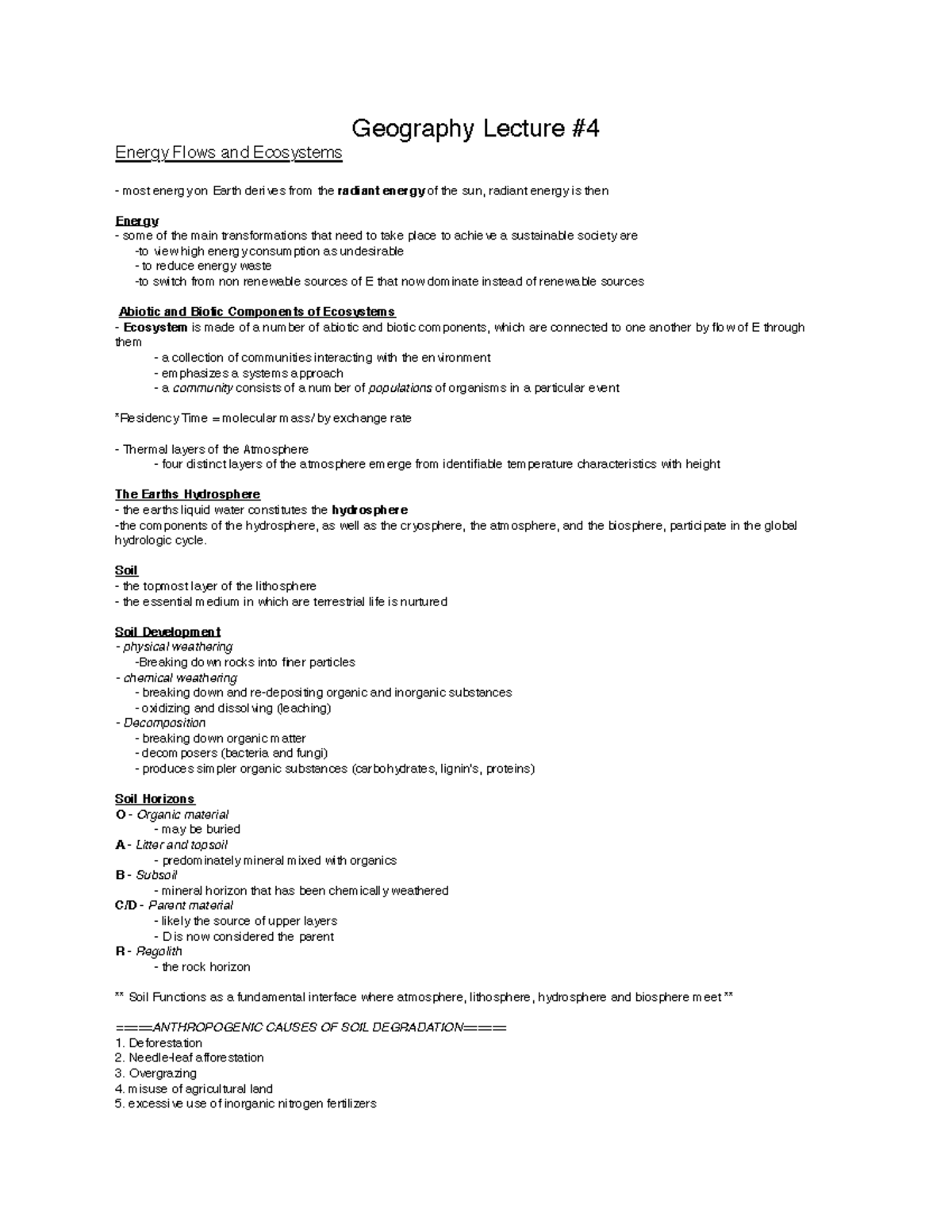 Geography Lecture 4 - Geography Lecture Energy Flows and Ecosystems ...