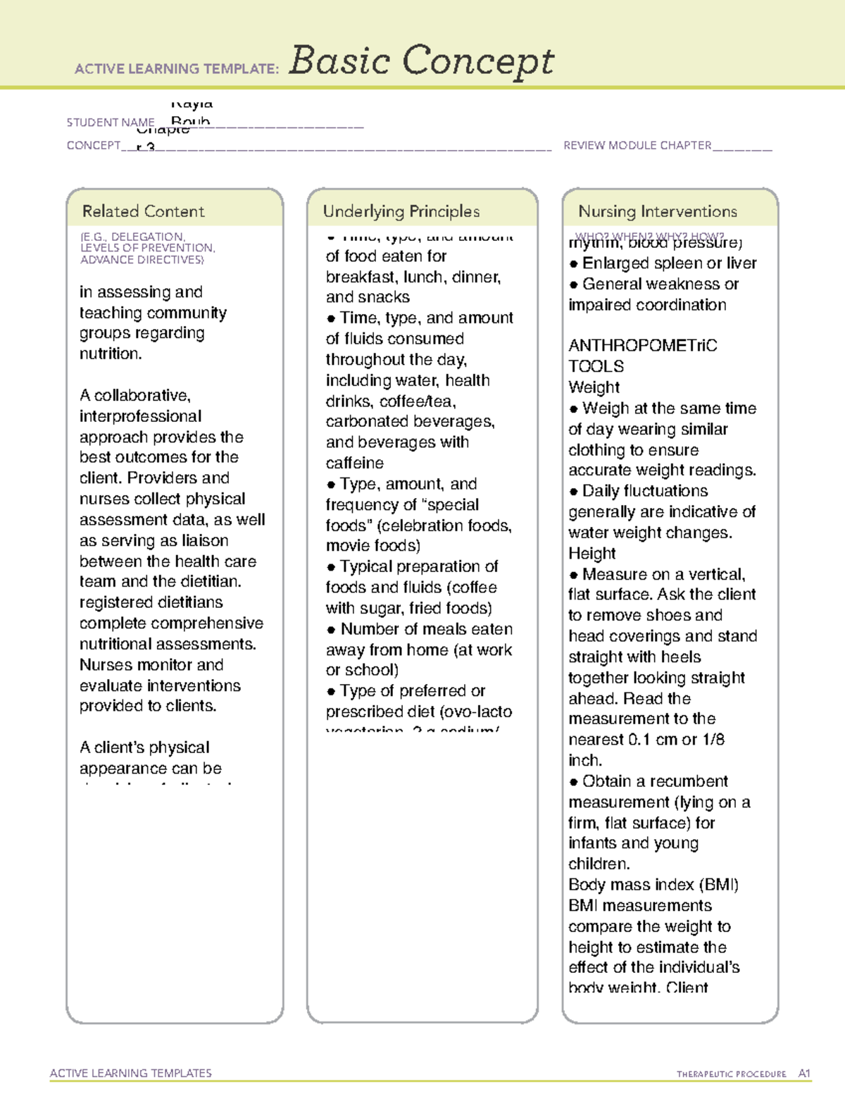 Active learning template chapter 3 - NURS 235 - ACTIVE LEARNING ...
