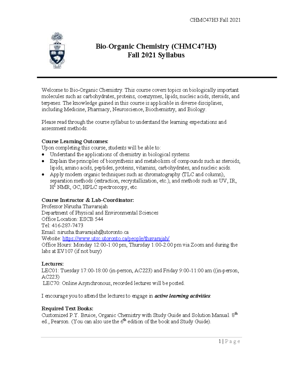 CHMC47H3 F21 - Bio-Organic Chemistry Fall Syllabus and Course Info ...