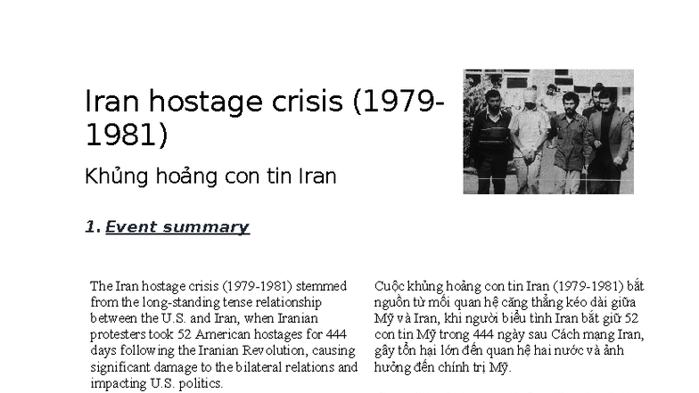 Iran Hostage Crisis (1979-1981): A Historical Analysis - Studocu