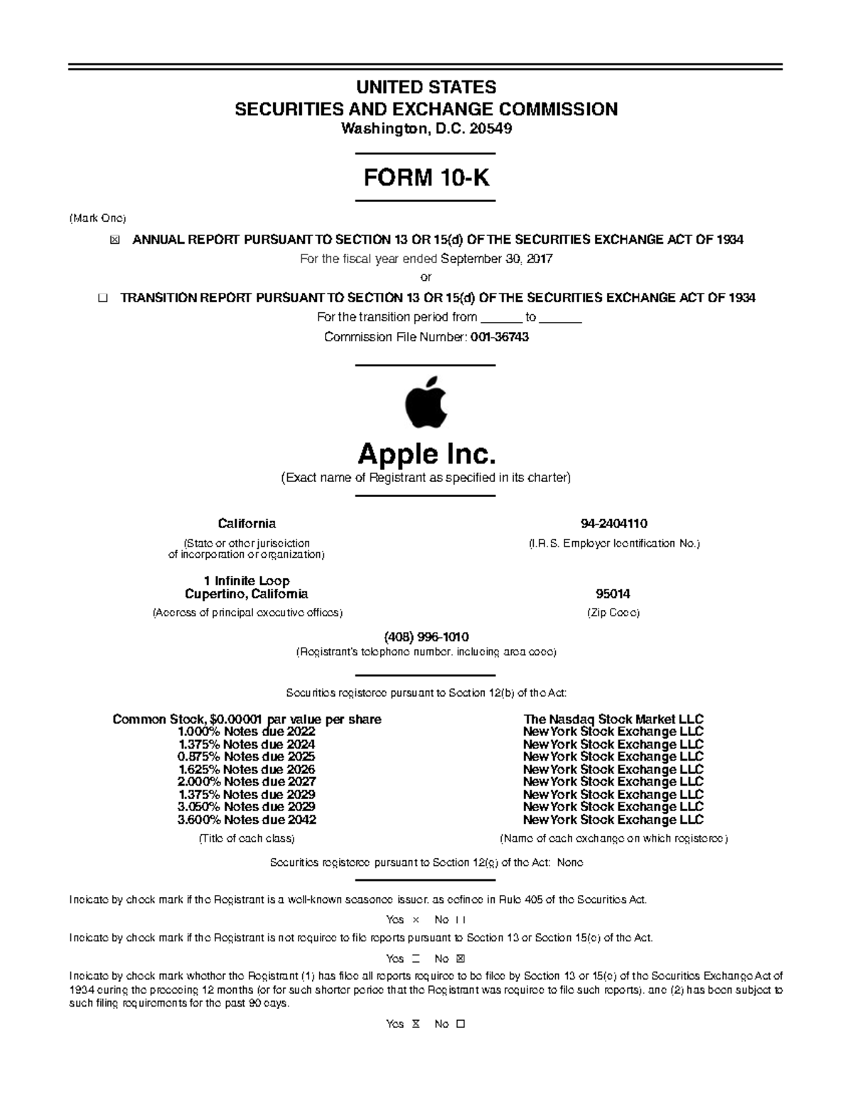 Apple+financial+statement - UNITED STATES SECURITIES AND EXCHANGE ...