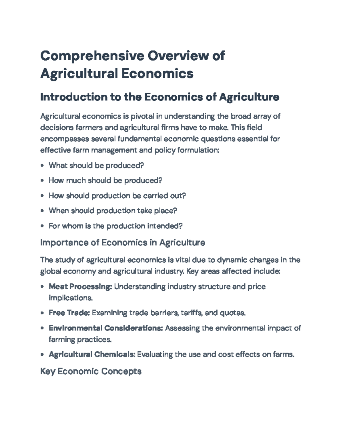 Comprehensive Overview of Agricultural Economics: Key Concepts & Trends ...