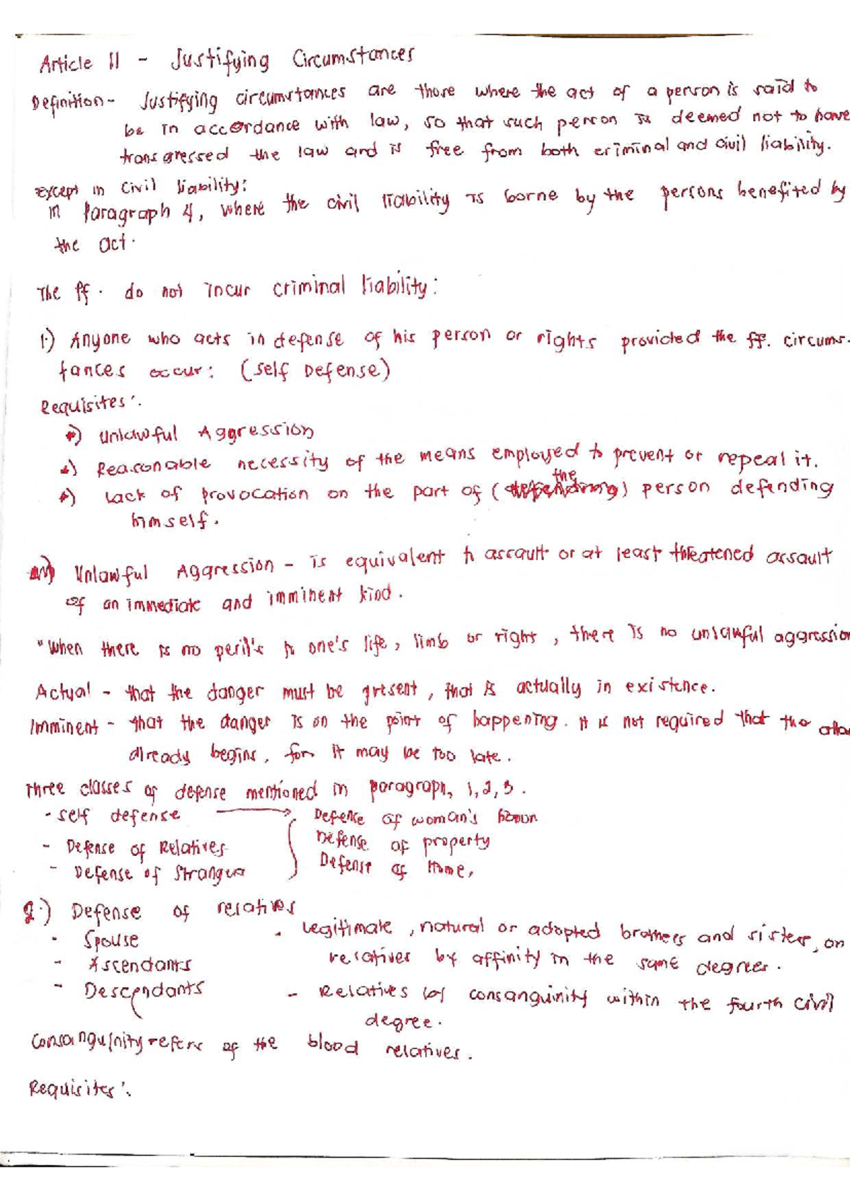 Article 11: Justifying Circumstances in Law - Reviewer Notes - Studocu