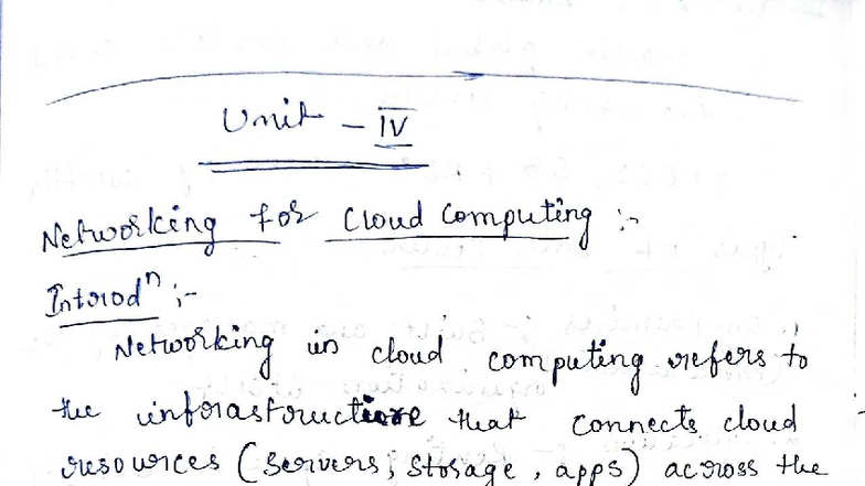 CC Unit-4: Networking in Cloud Computing Explained - Studocu