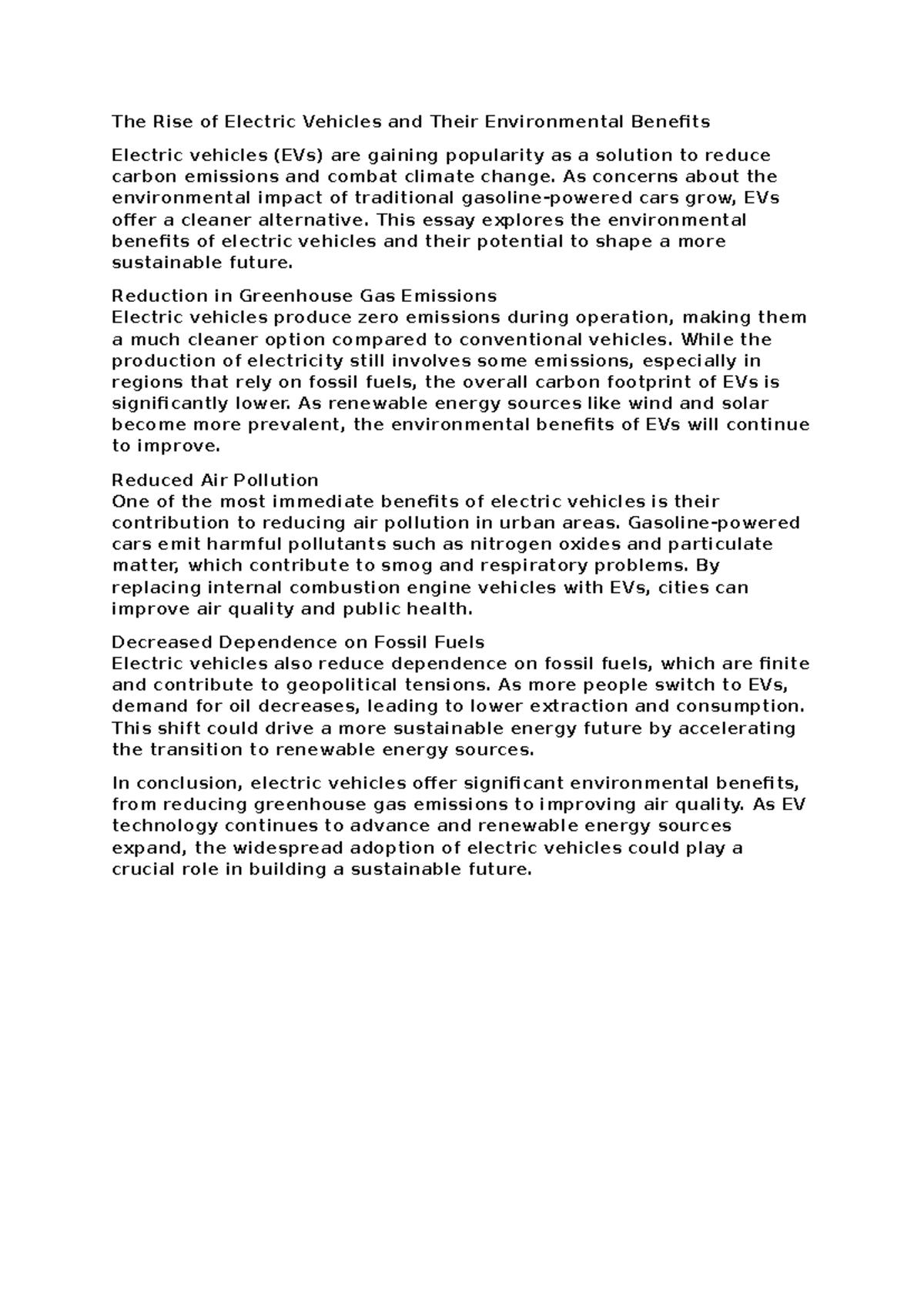 Electricvechiles - Electric vechiles essay - The Rise of Electric ...