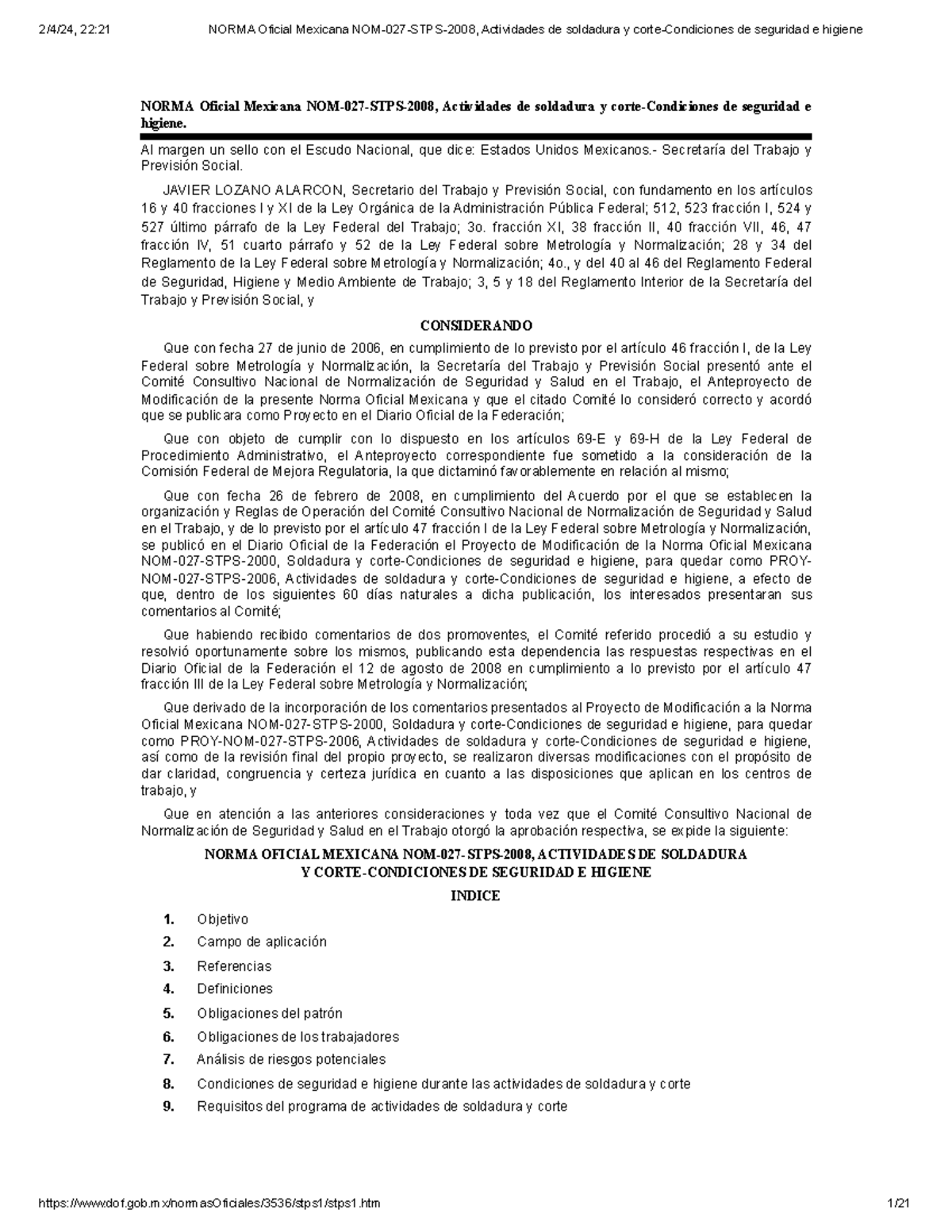 Norma Oficial Mexicana NOM-027-STPS-2008: Seguridad en Soldadura y ...