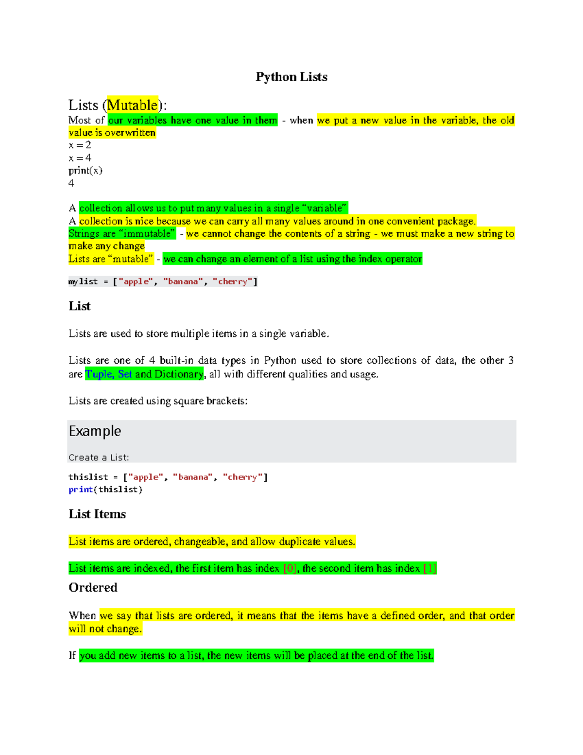 Python Lists: Understanding Mutable Collections in Lab5Part2 - Studocu