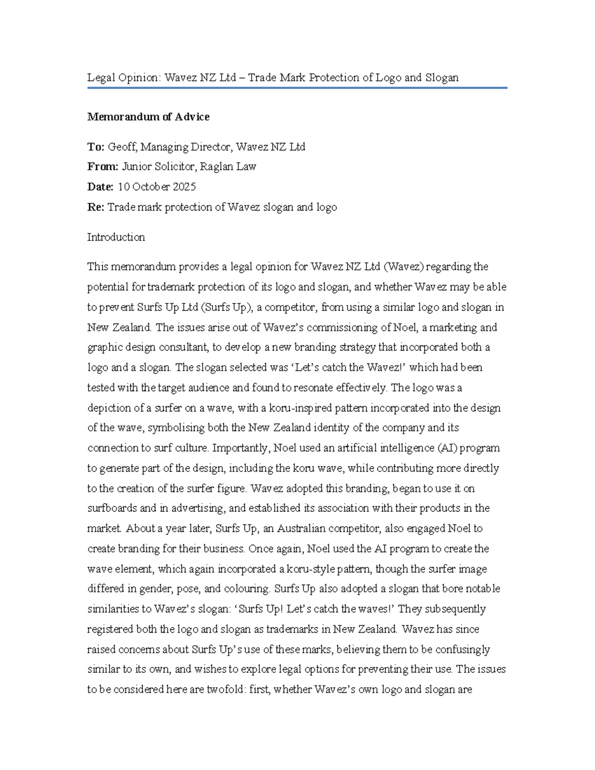 Trade Mark Opinion: Wavez NZ Ltd Logo & Slogan Protection Analysis ...