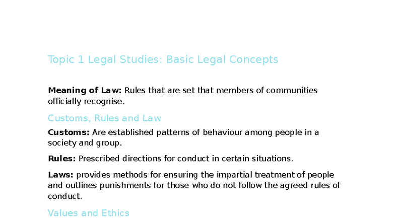 Assessment 1 - Legal Studies: Understanding Law, Ethics, and Governance ...