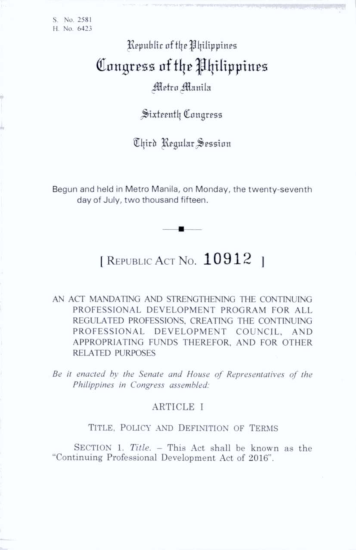 W2 RA 10912 Continuing Professional Development (CPD) Act of 2016 ...