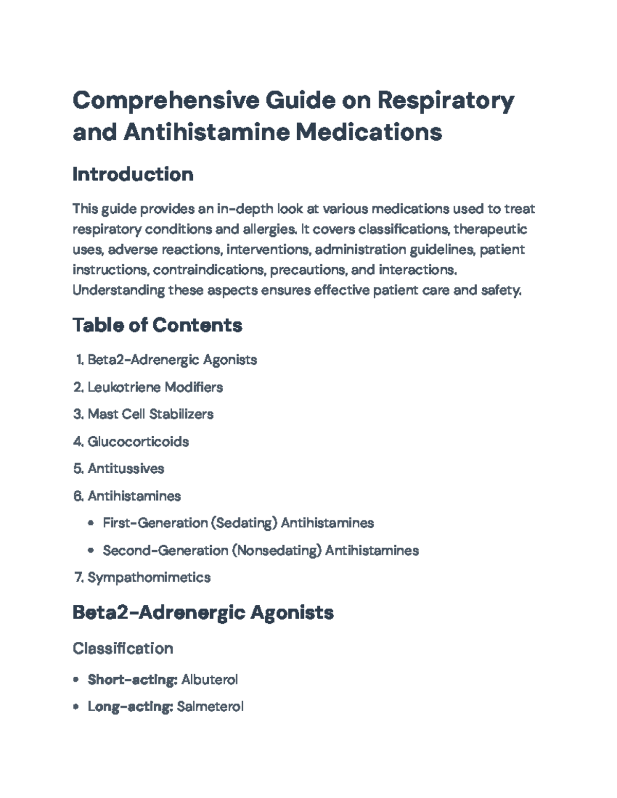 Comprehensive Guide on Respiratory Medications for Patient Care ...