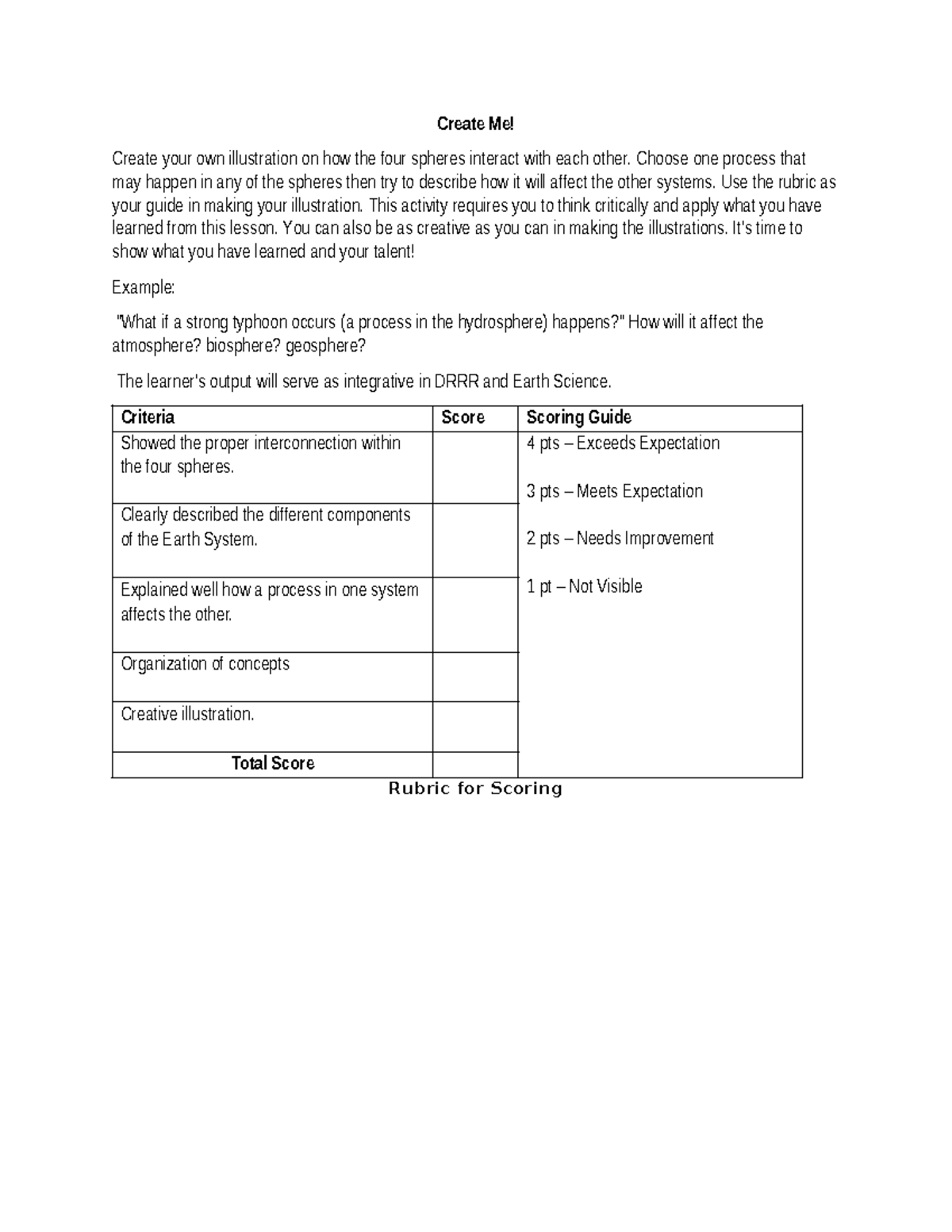 Earth Science Activity: Interactions of the Four Spheres Illustration ...