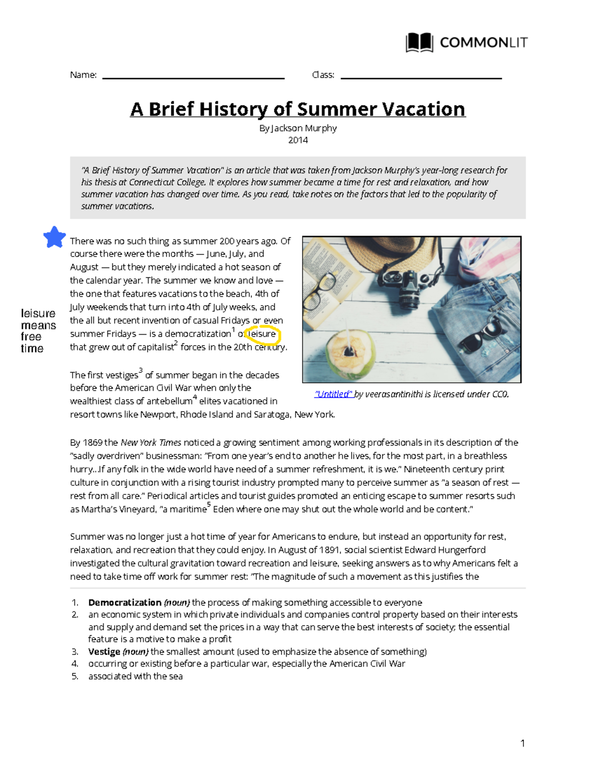 HIST 101: The Evolution of Summer Vacation Through History - Studocu