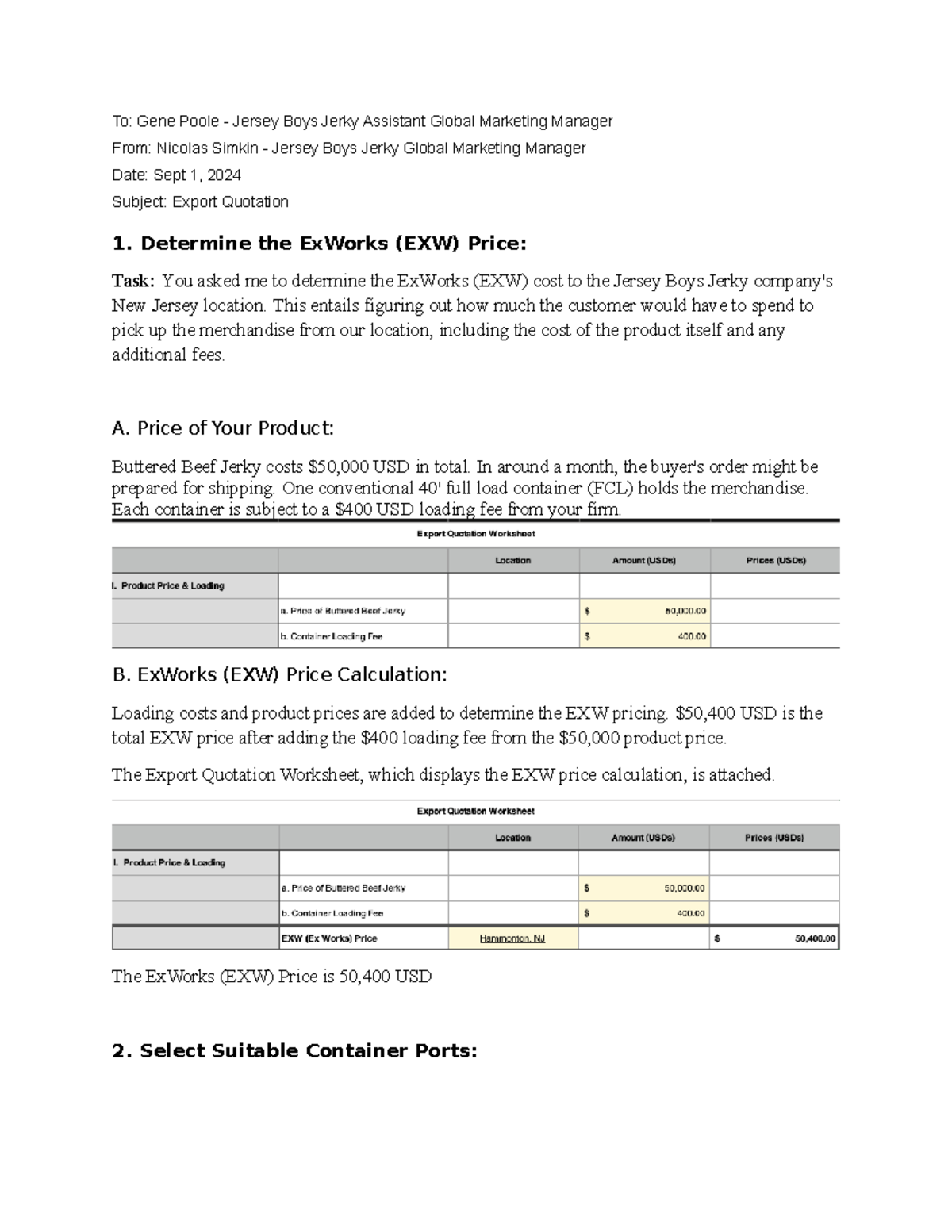Export Quotation Analysis and DDP Pricing for Jersey Boys Jerky (BMG ...
