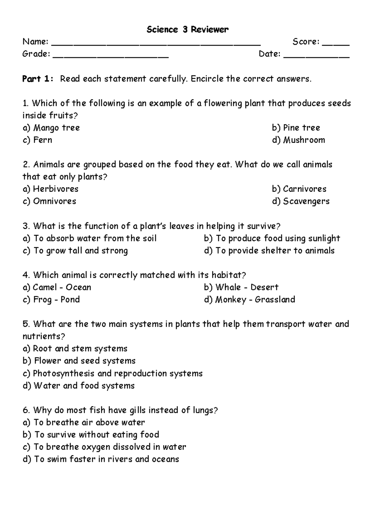 Science 3 Reviewer - wefgerg - Science 3 Reviewer Name