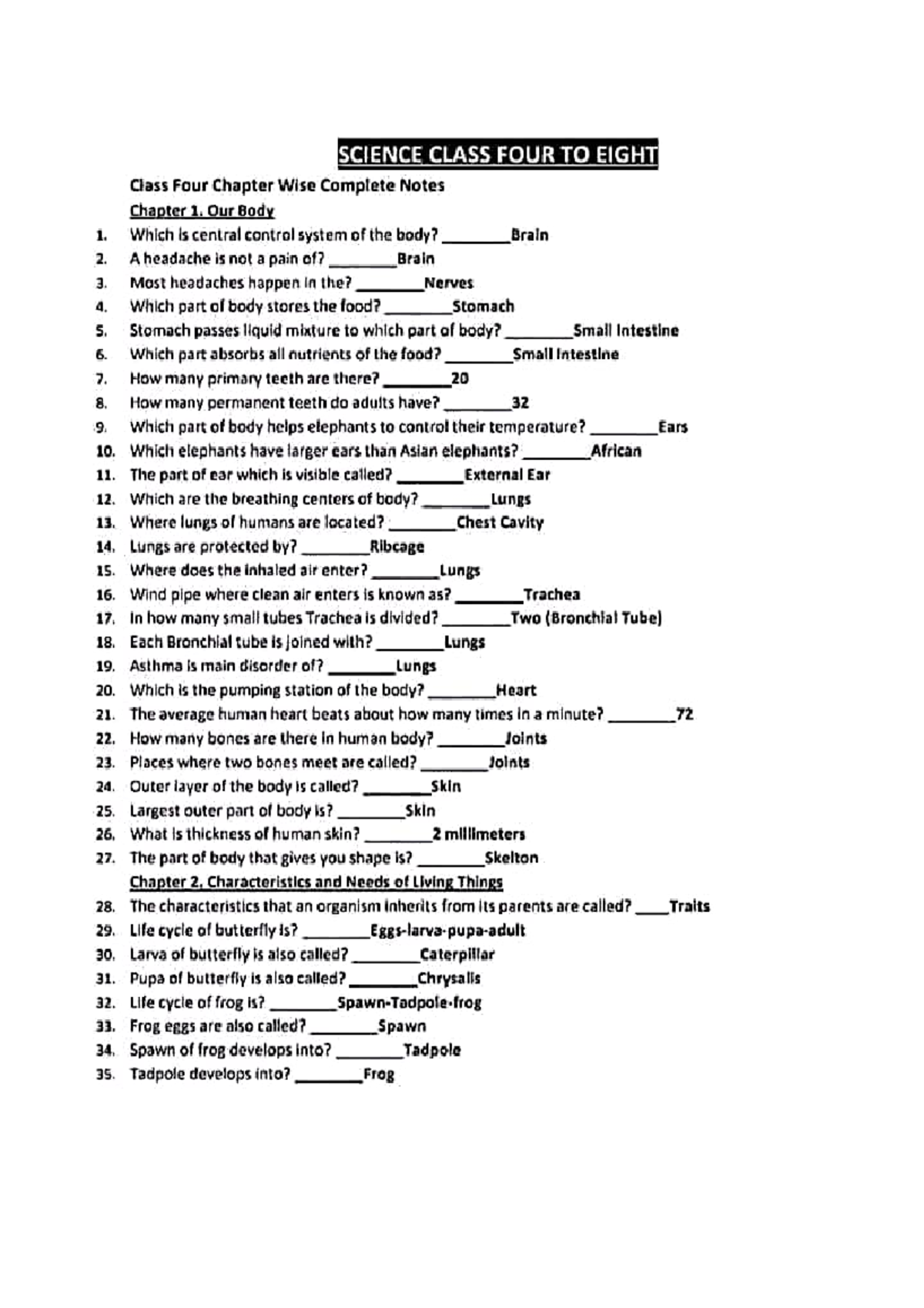 Everyday Science Notes for Class 6-8: Comprehensive Guide - Studocu