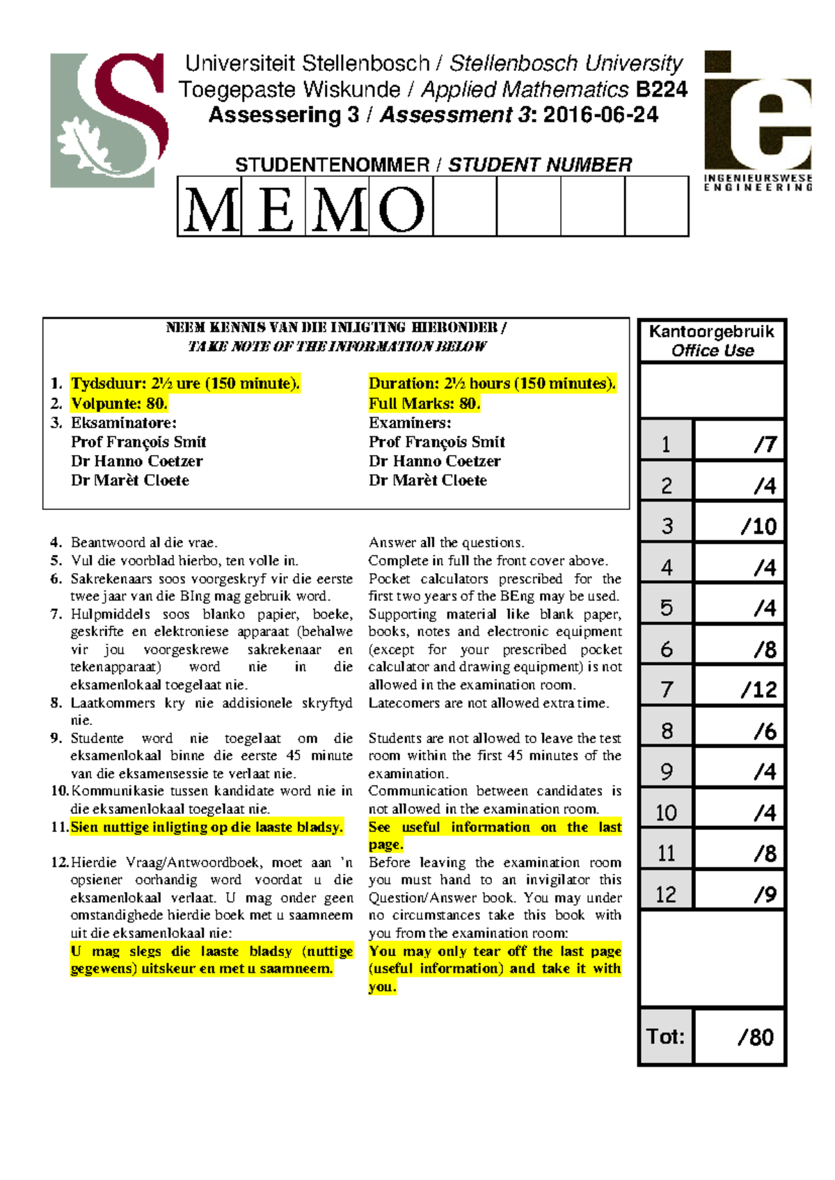 A3 2016 Memo - Exam Paper for Applied Mathematics B (Toegepaste ...