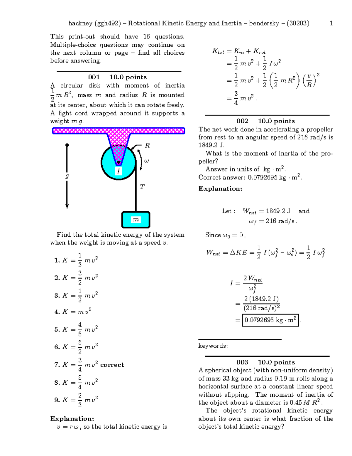 Rotational Kinetic Energy and Inertia Solutions for Physics 101 - Studocu
