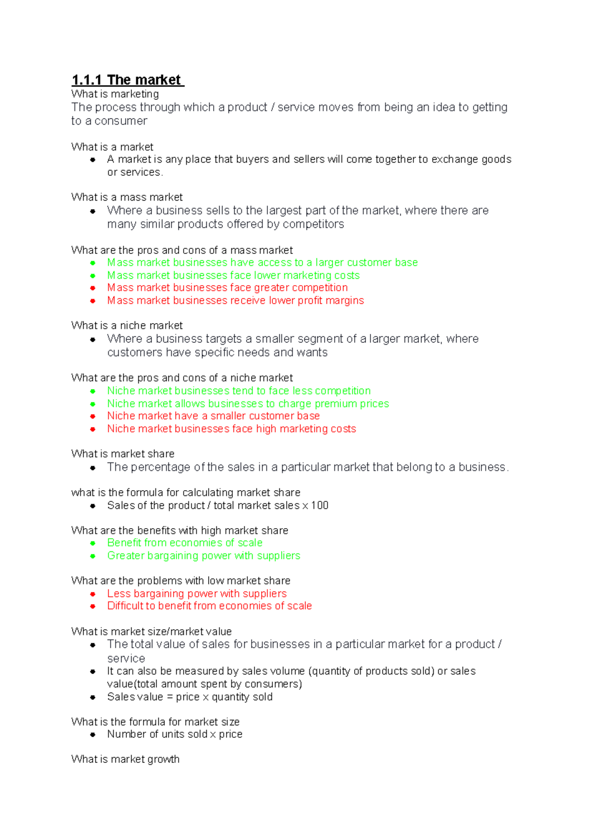 1.1 Meeting customer needs - 1.1 The market What is marketing The ...