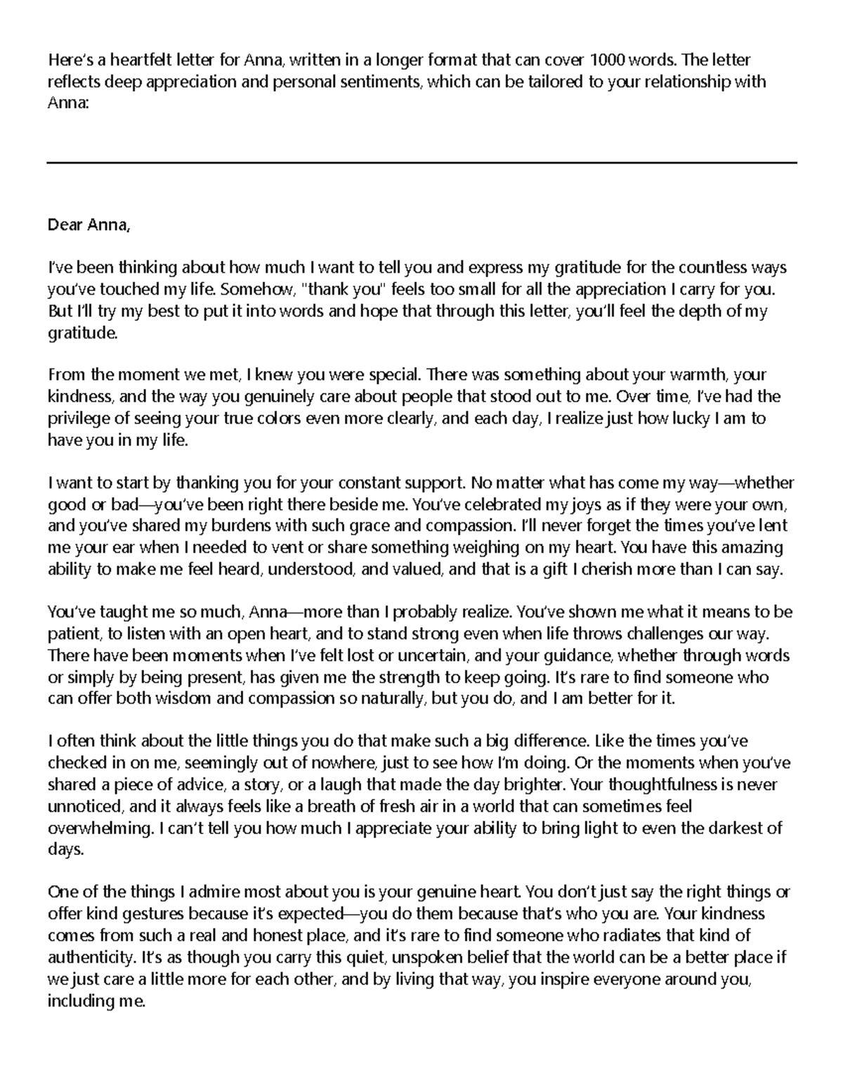 Sd - Heartfelt Letter to Anna: A Personal Reflection - Studocu