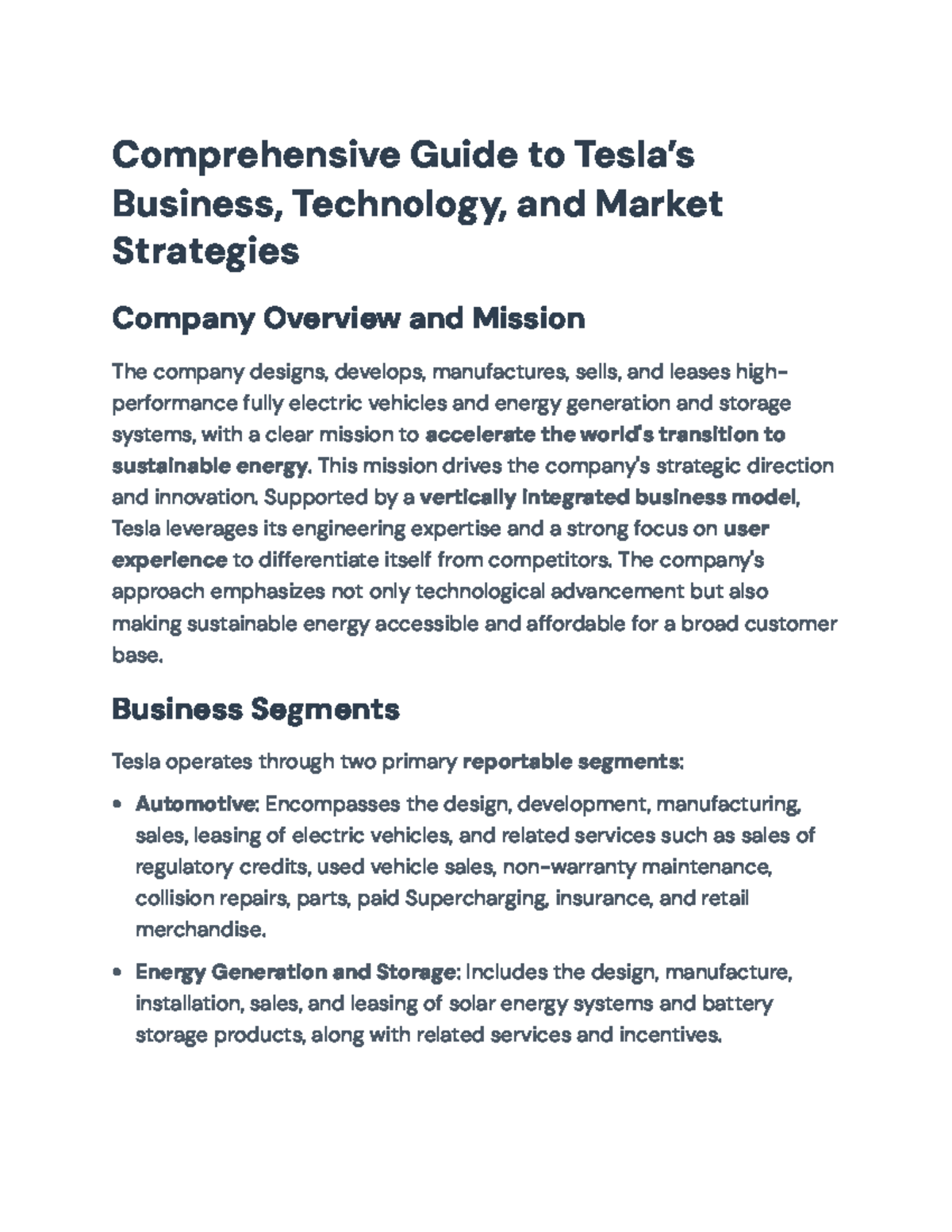 Comprehensive Guide to Tesla's Business Strategies & Innovations (BUS ...