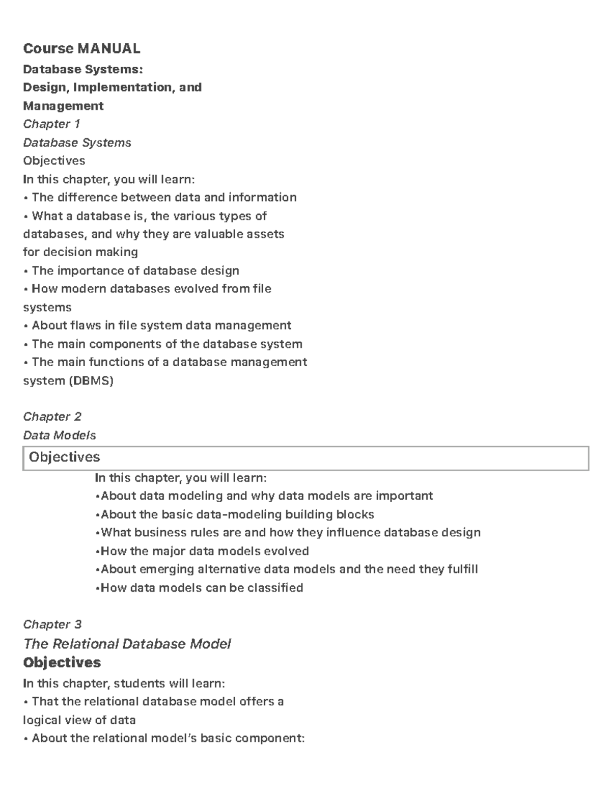 Database Systems MANUAL: Design & Management Overview (Chapter 1-3 ...