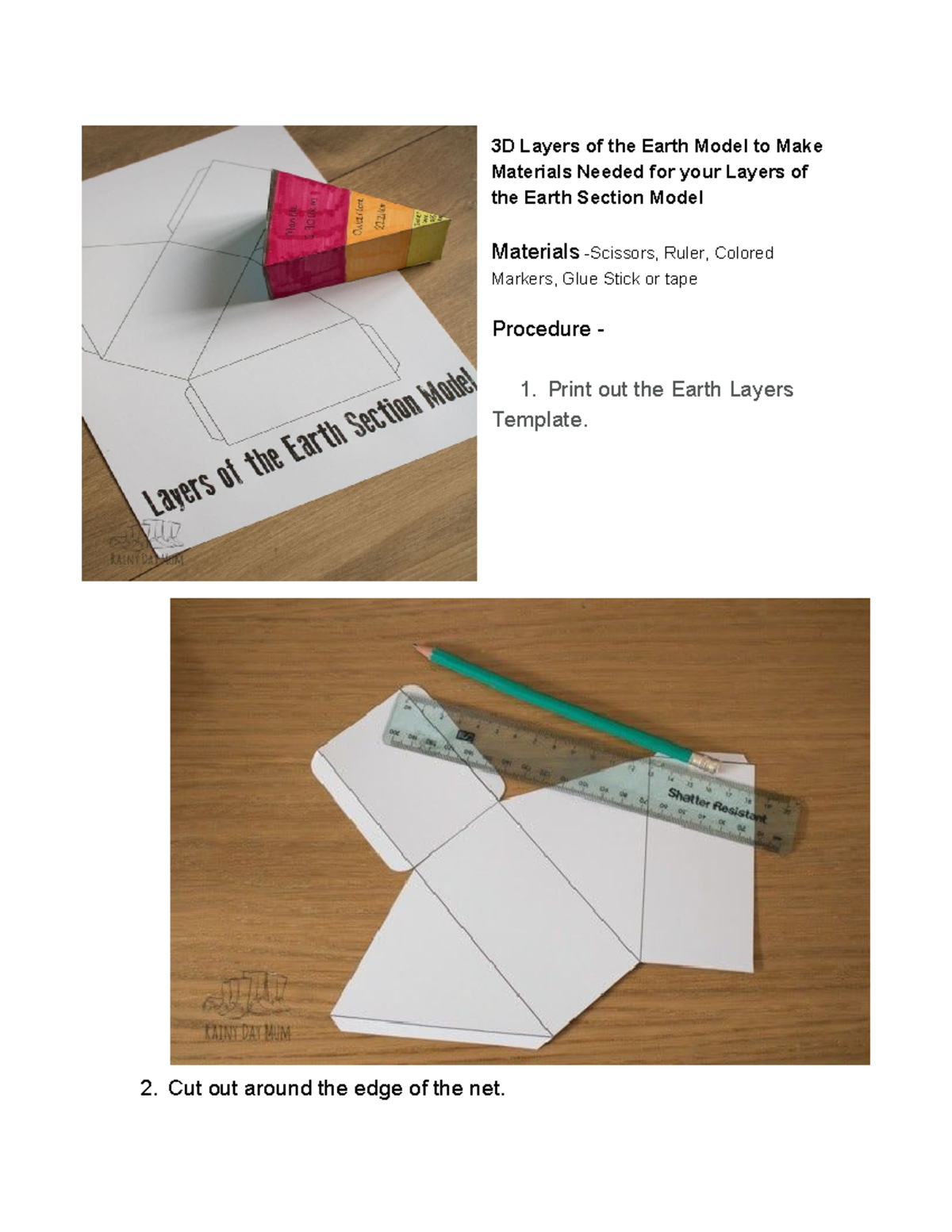 3D Layers of the Earth Model Instructions and Materials Guide - Studocu