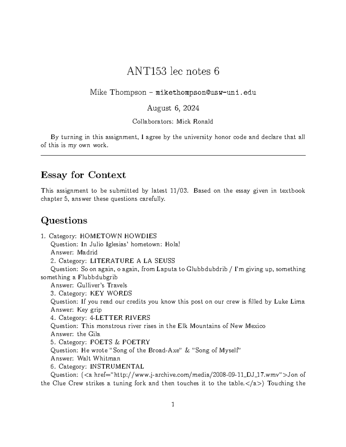 ANT153 Lecture Notes 6 - Key Concepts and Questions - Studocu