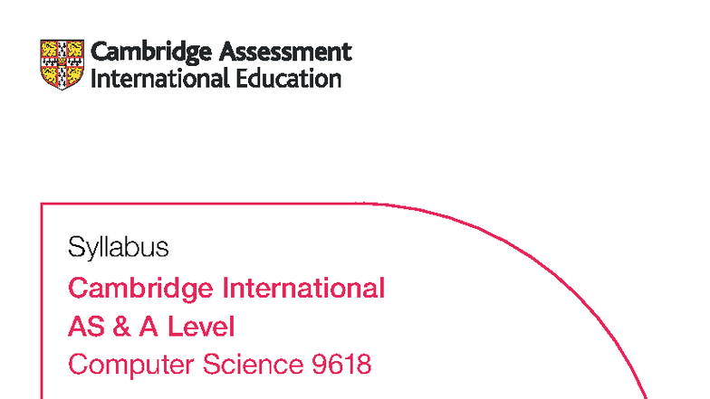 Cambridge International AS A Level Computer Science 9618 Syllabus (2024 ...