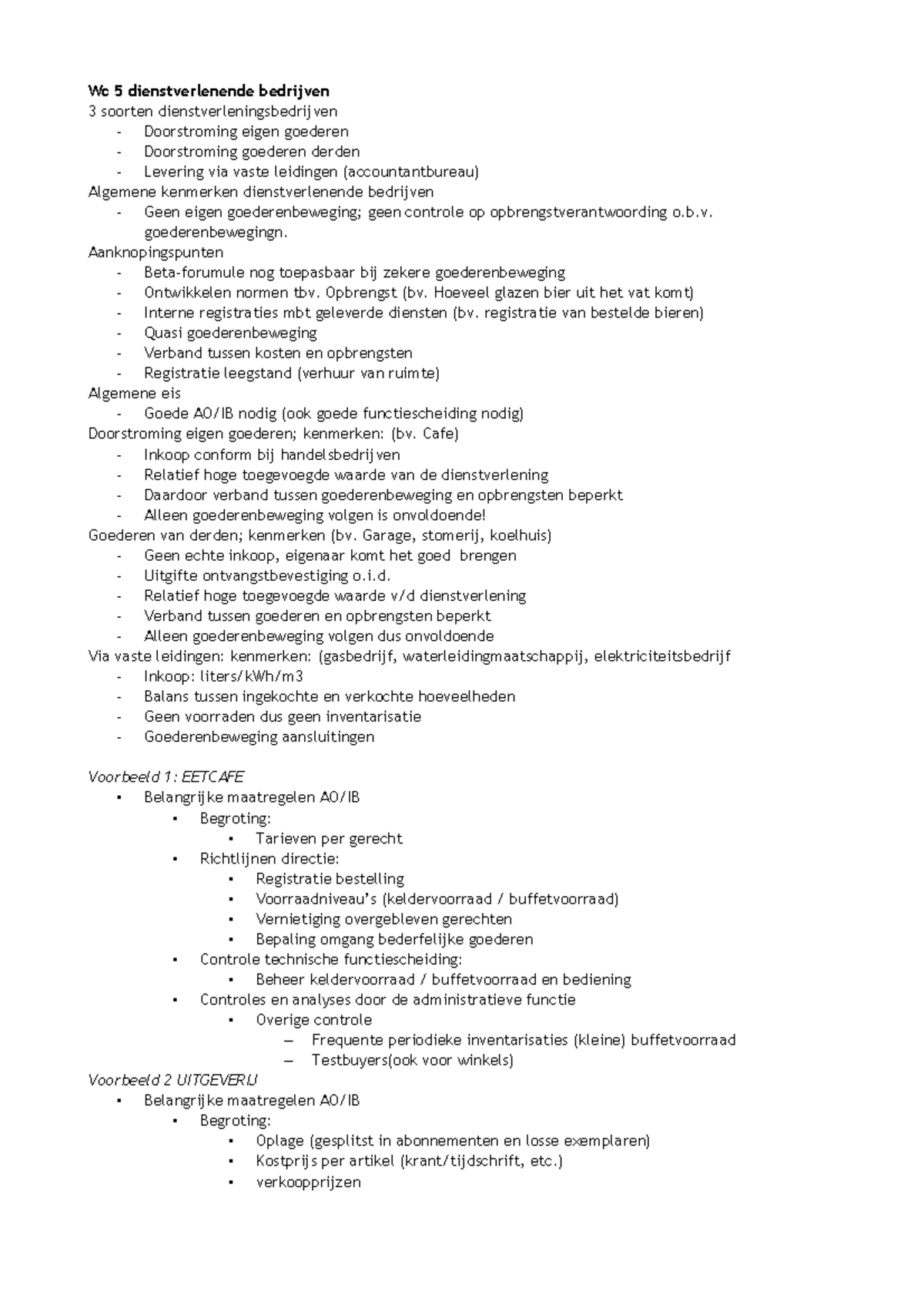 Wc 5 BIV dienstverlenende bedrijven - b. goederenbewegingn ...