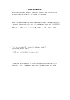 Pearson Chemistry 11 Queensland Chemistry Unit 1 Topic 1 Question Bank ...