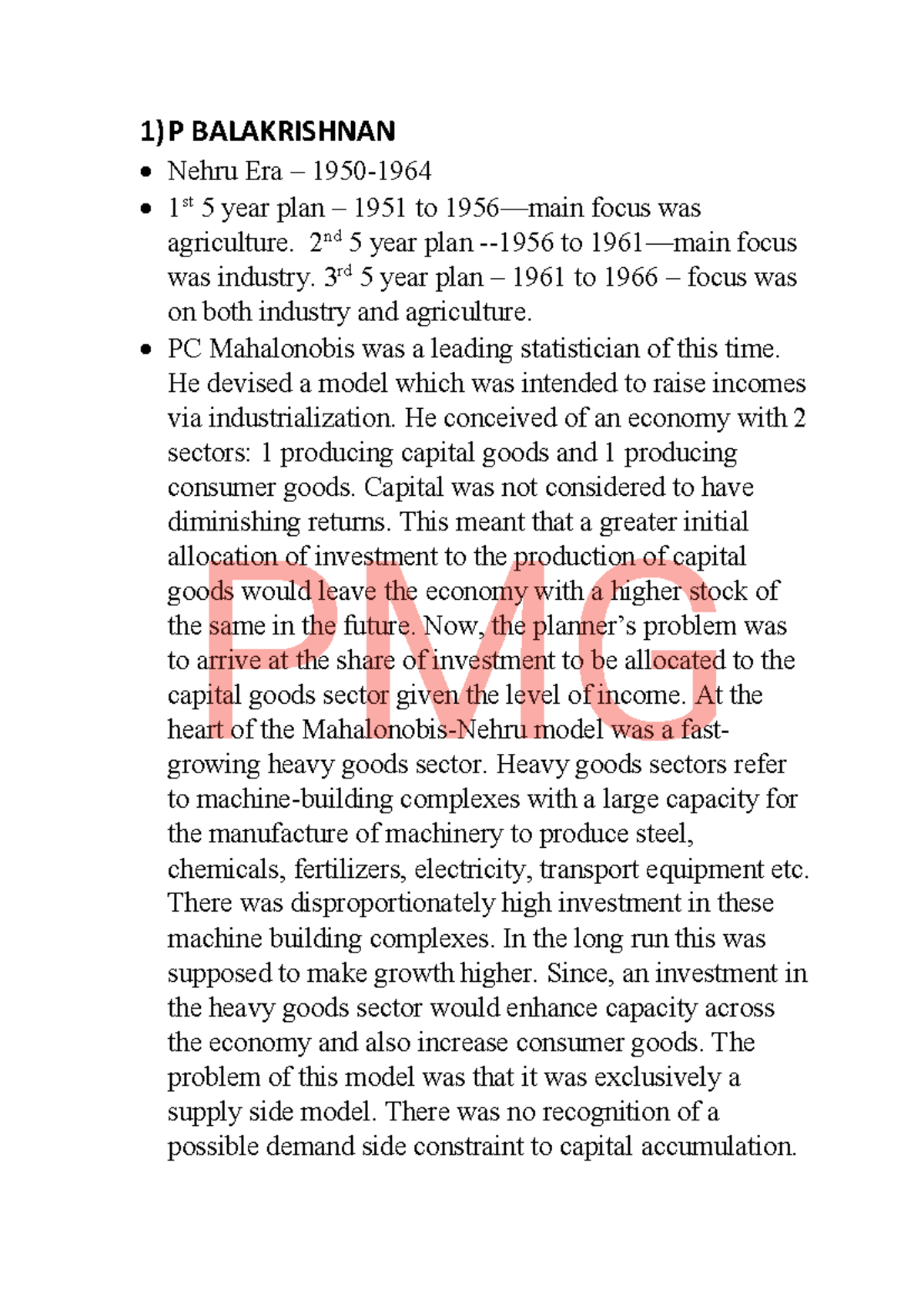 Complete Indian - good - PMG ####### 1) P BALAKRISHNAN x Nehru Era ...