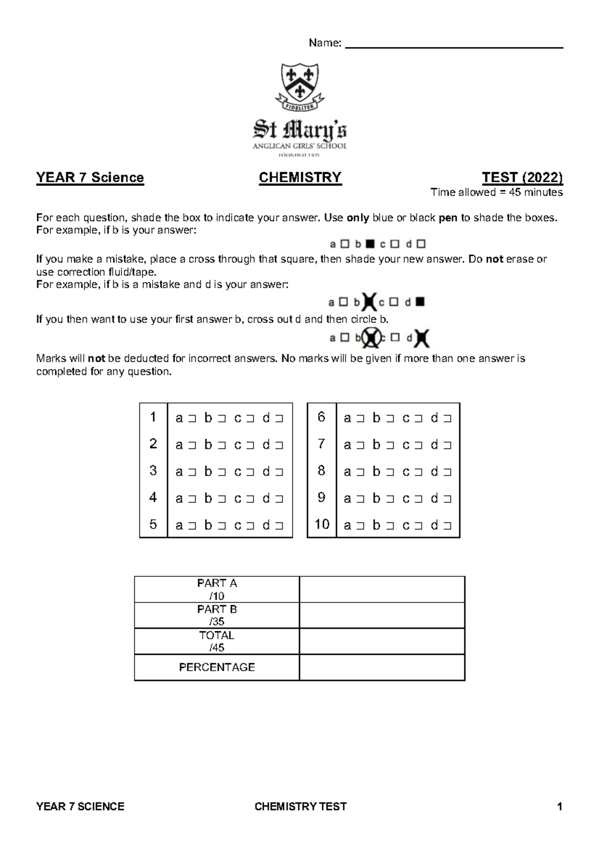 YEAR 7 Science CHEMISTRY TEST Revision (2022) - Studocu