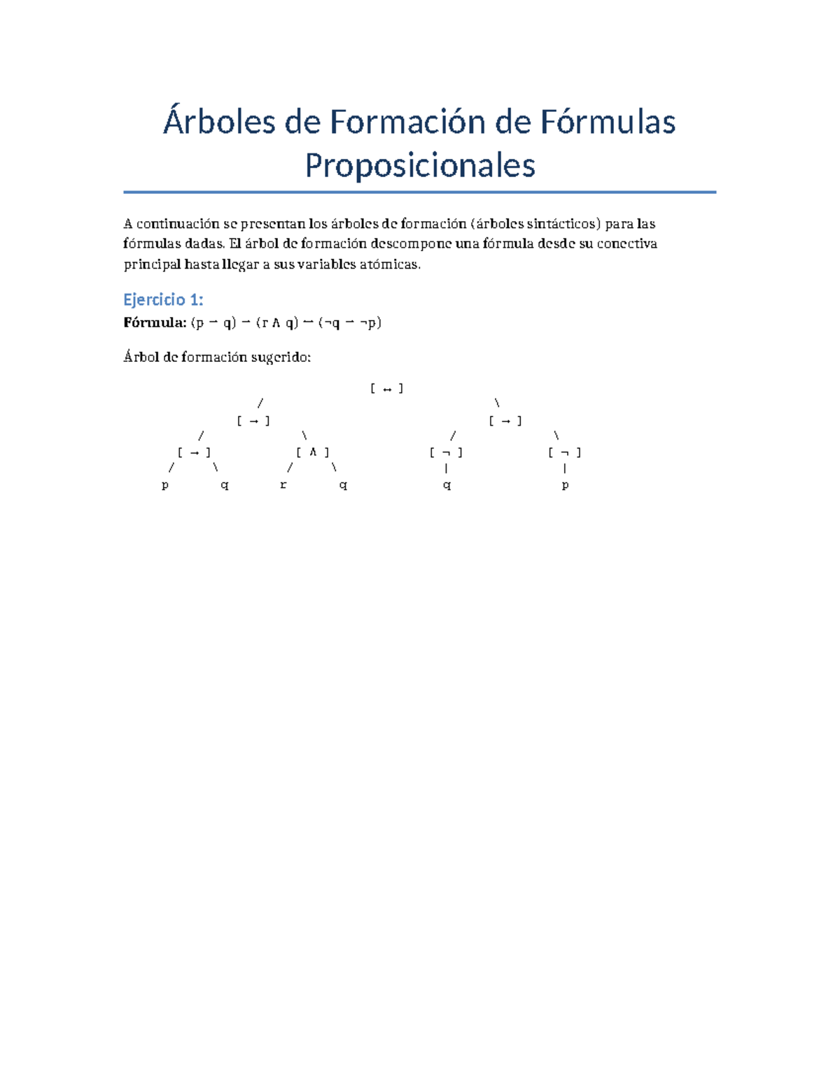 Árboles de Formación de Fórmulas Proposicionales en Lógica - Studocu