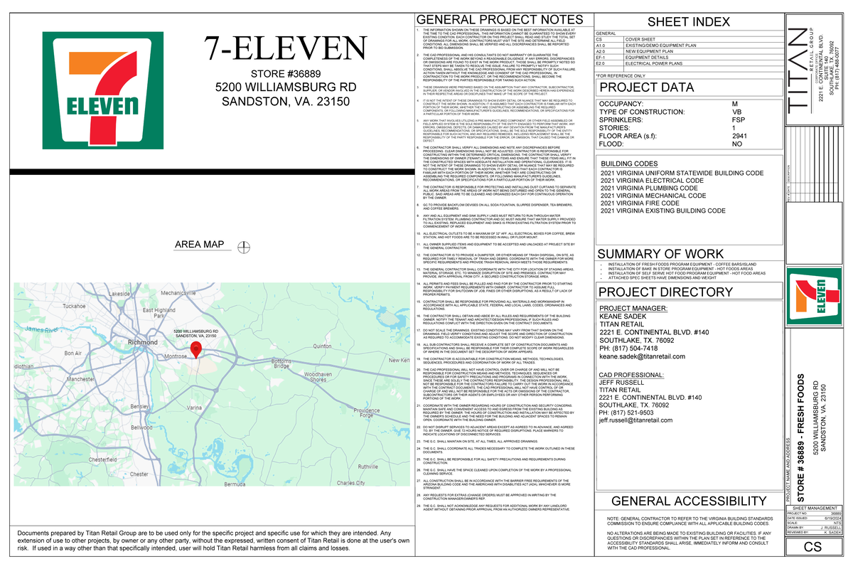 CS General Project Management and Floor Plan for 7-Eleven Store #36889 ...