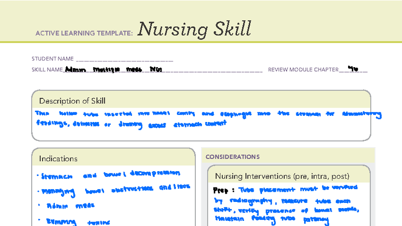 ACTIVE LEARNING TEMPLATE: Administering Meds via NG Tube - Studocu